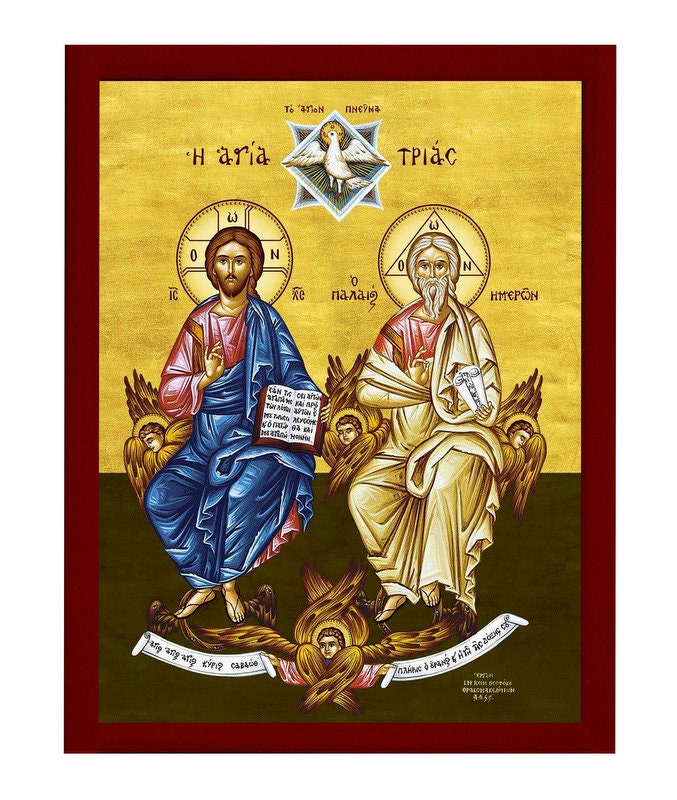 The Holy Trinity Icon Jesus Christ Handmade Greek Orthodox - Etsy