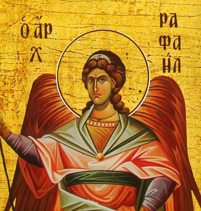 Archangel Raphael Icon Handmade Greek Orthodox Icon of St | Etsy