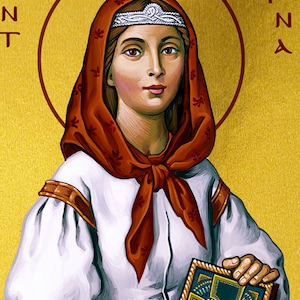 Saint Dymphna Icon, Handmade Greek Orthodox Icon St Dymphna, Religious Byzantine Art Wall ...