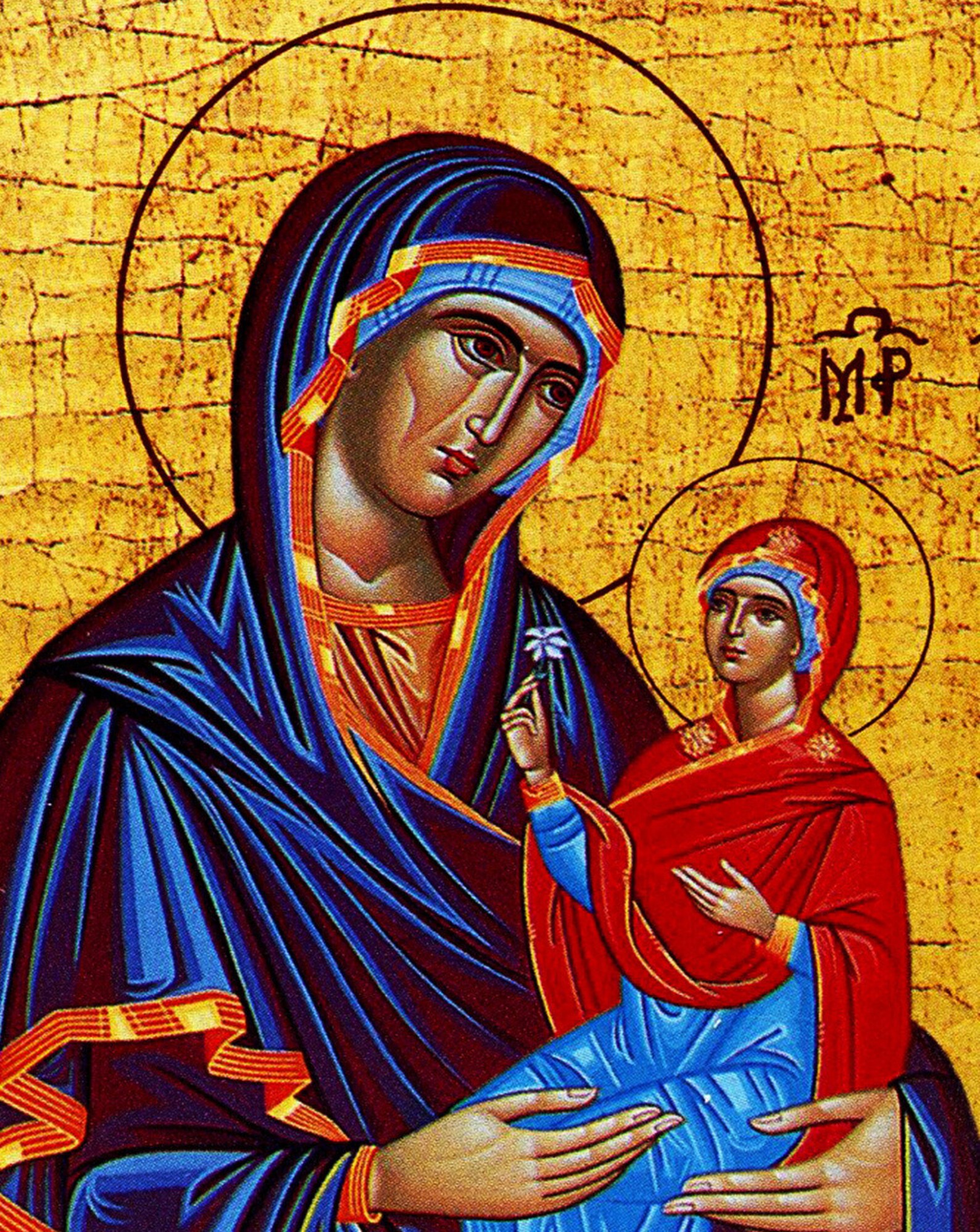 Saint Anna icon Mother of Virgin Mary Byzantine art wall | Etsy