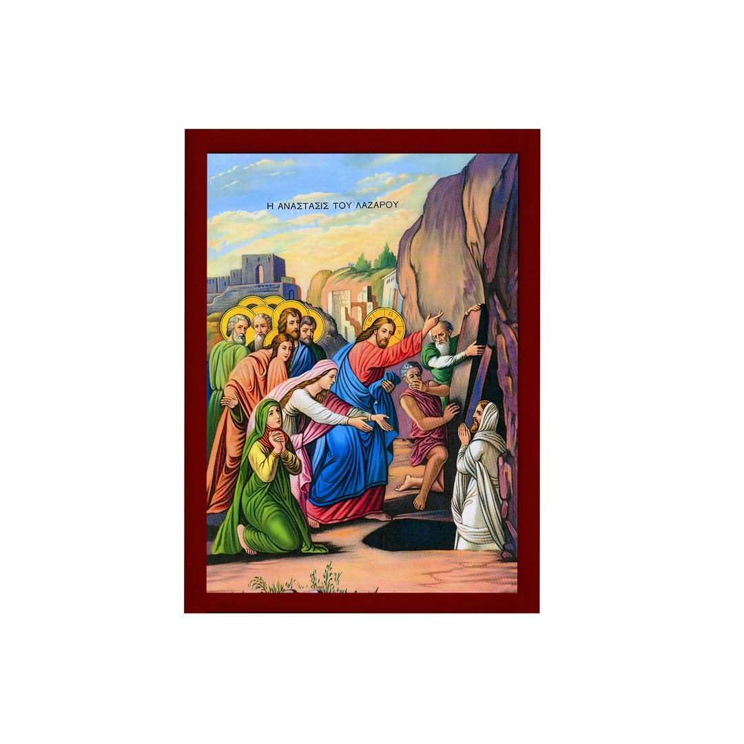 Raising of Lazarus Icon, Handmade Greek Orthodox Icon, Byzantine Art ...