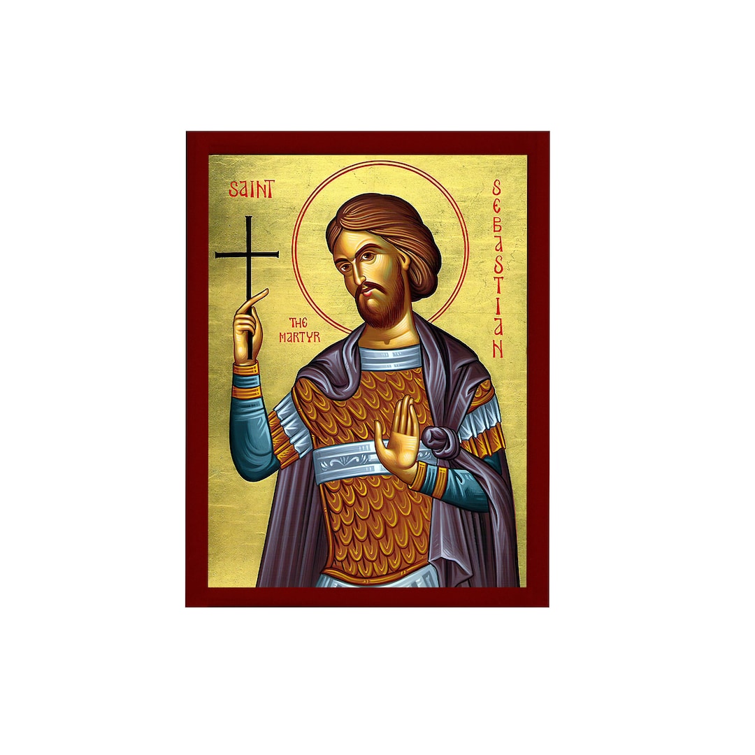 Saint Sebastian Icon, Handmade Greek Orthodox Catholic Icon of St ...