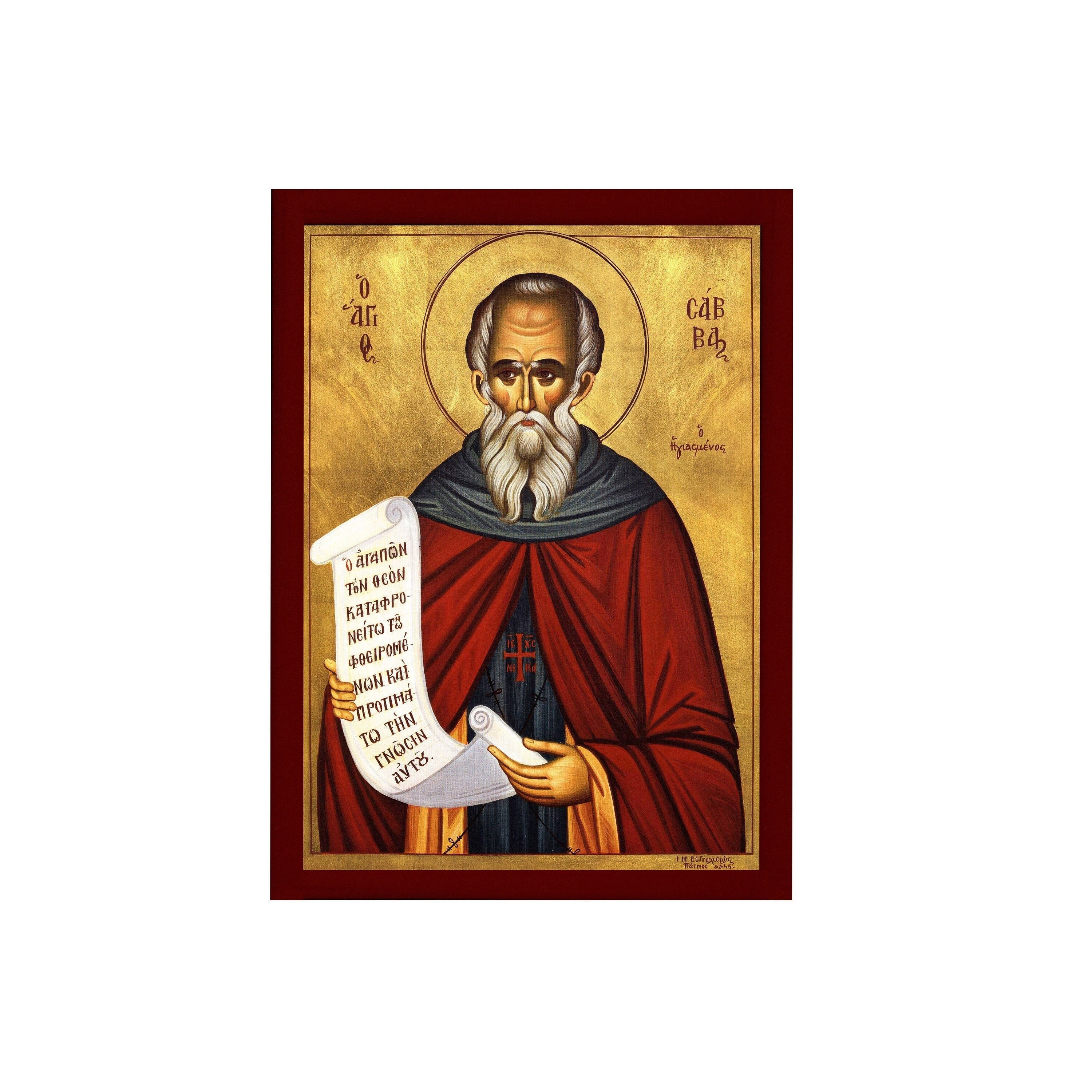 Saint Sabbas Icon Handmade Greek Orthodox Icon of St Savvas - Etsy ...