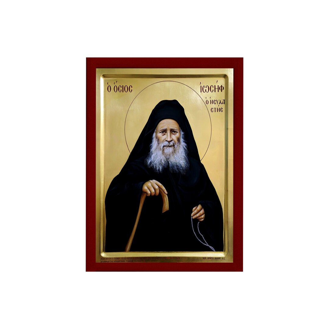 Saint Joseph Icon, Handmade Greek Orthodox Icon of St Joseph Hesychast ...