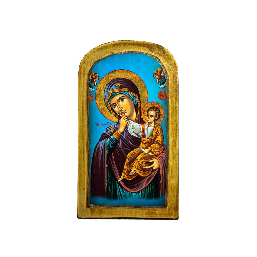 Virgin Mary Icon Panagia Paramythia, Handmade Greek Orthodox Icon of ...