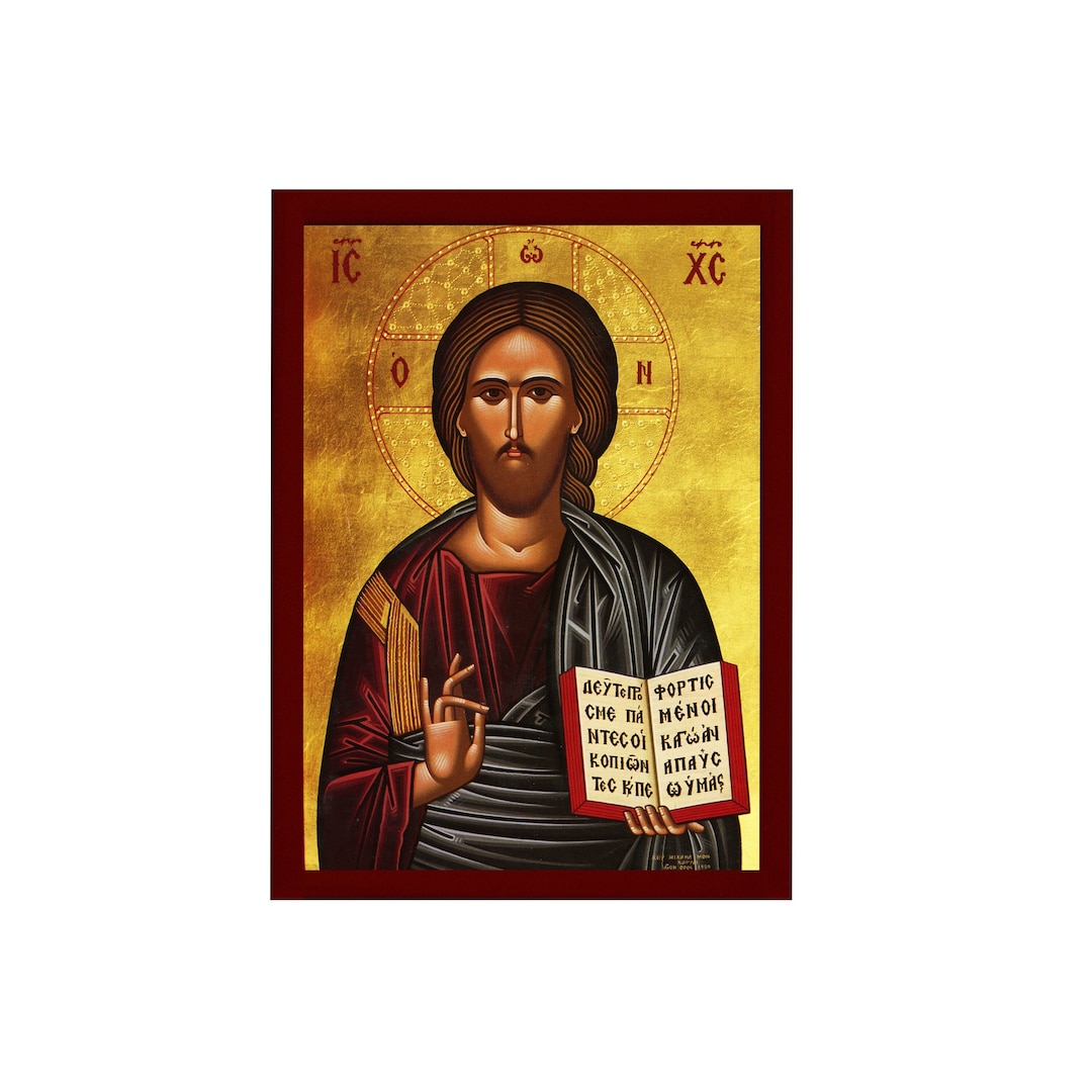 Jesus Christ Icon, Handmade Greek Orthodox Icon of Our Lord, Byzantine ...