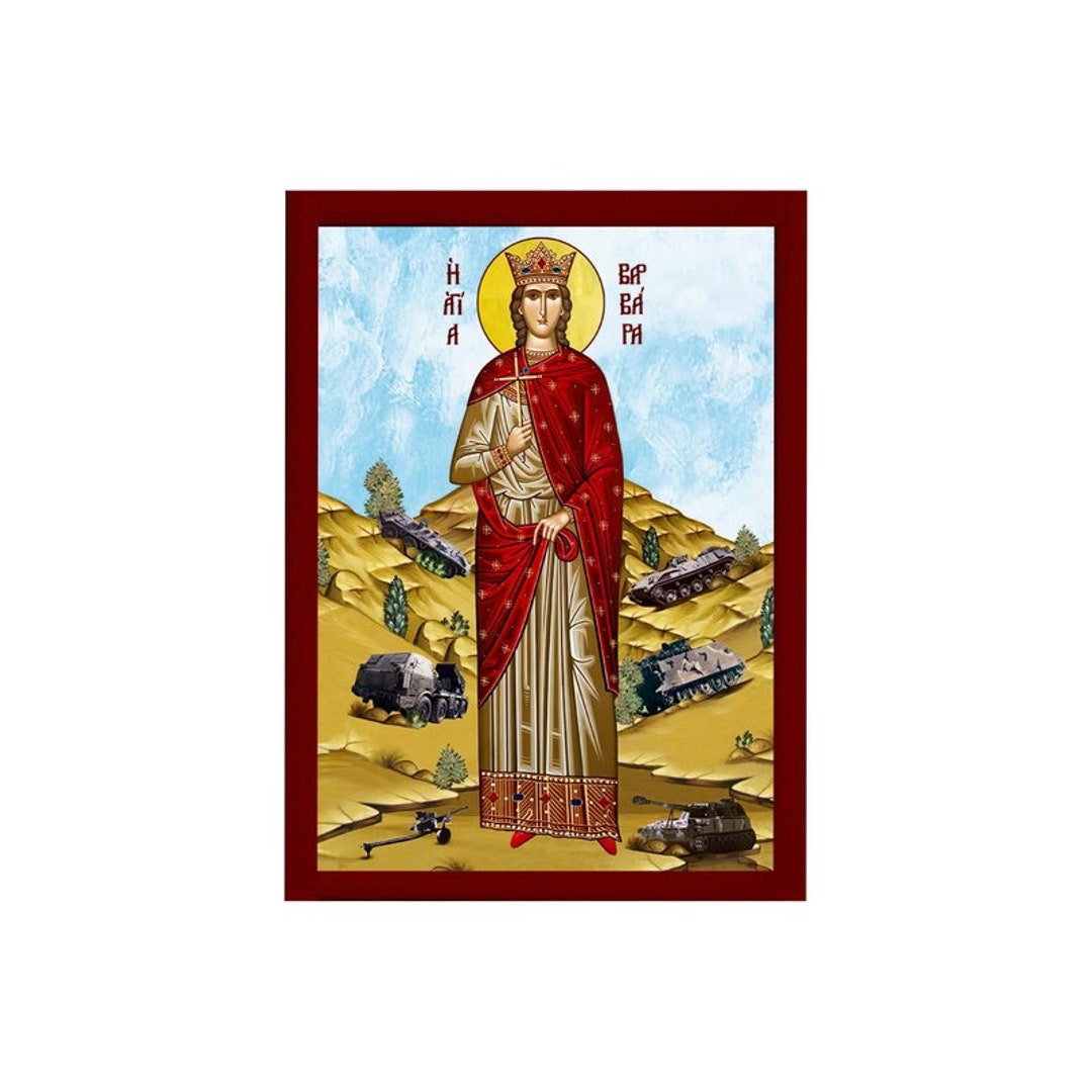 Saint Barbara Icon, Handmade Greek Orthodox Icon of St Barbara ...