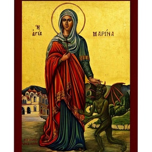 Saint Marina Icon, Handmade Greek Orthodox Icon of St Marina of Antioch ...