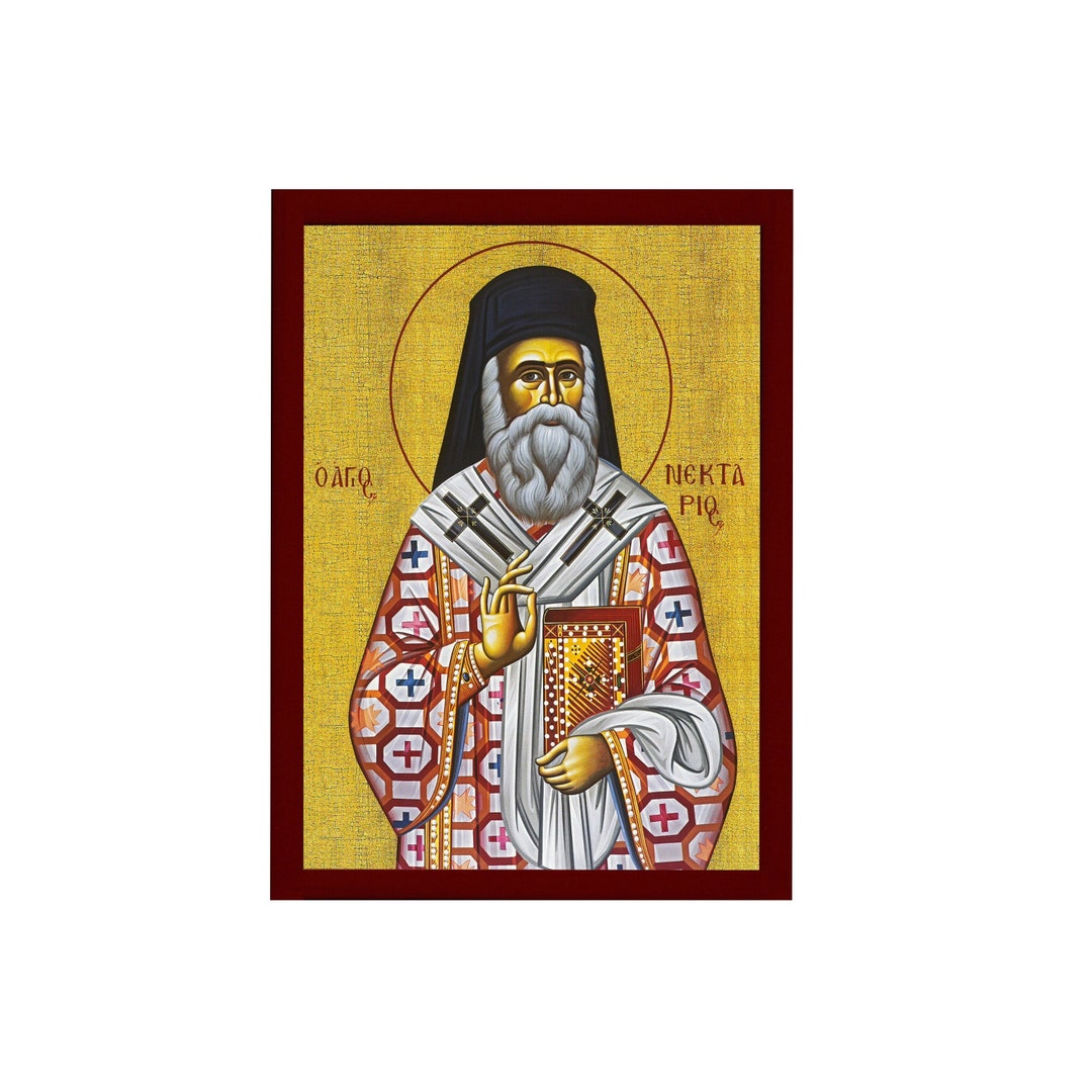 Saint Nectarios Icon, Handmade Greek Orthodox Icon of St Nektarios ...