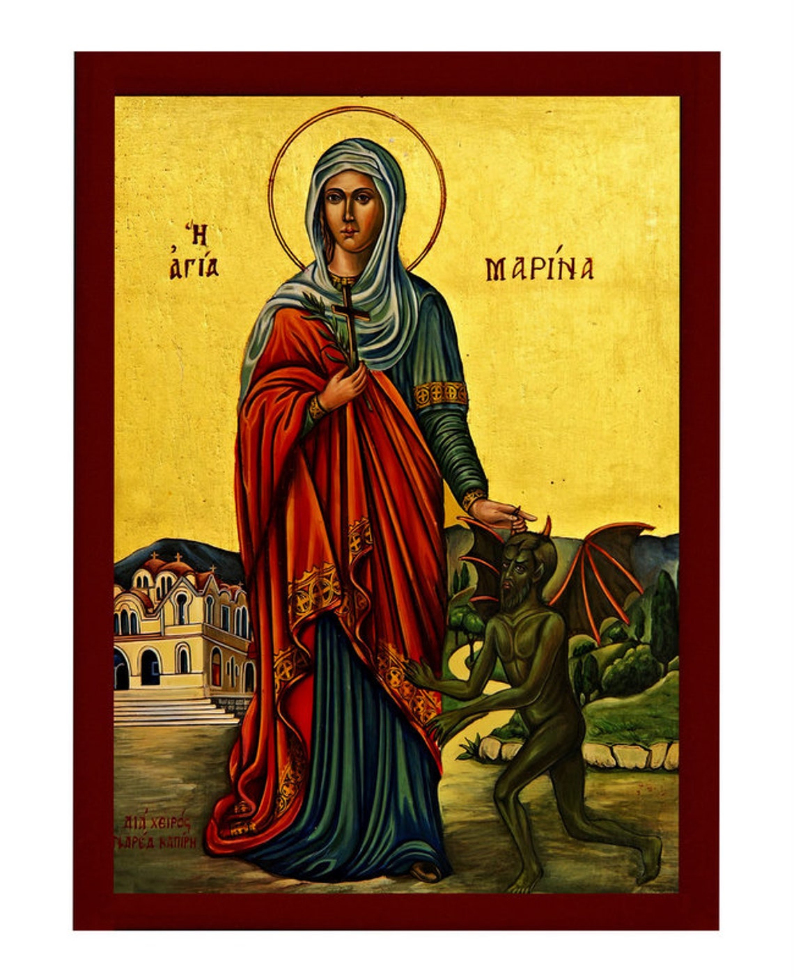 Saint Marina icon Handmade Greek Orthodox icon of St Marina | Etsy