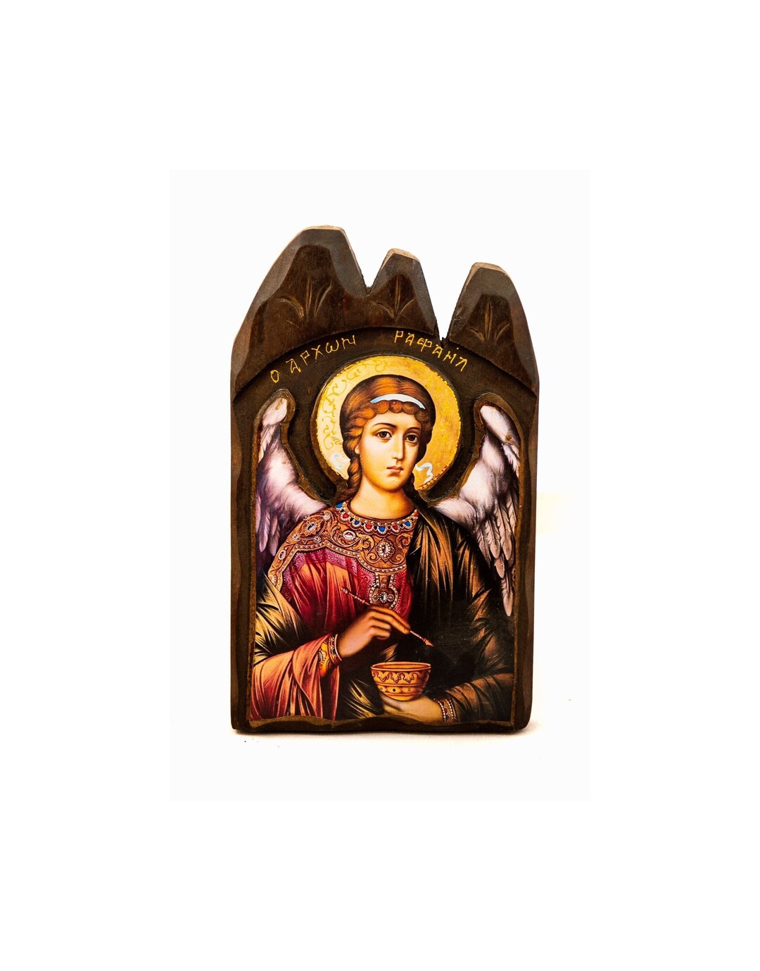 Archangel Raphael Icon, Handmade Greek Orthodox Icon, Byzantine Art ...