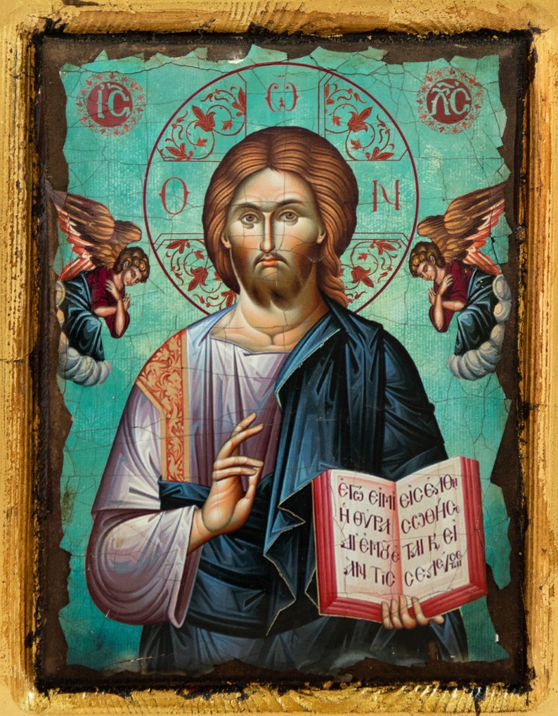 Jesus Christ Icon Handmade Greek Orthodox Icon of Lord - Etsy