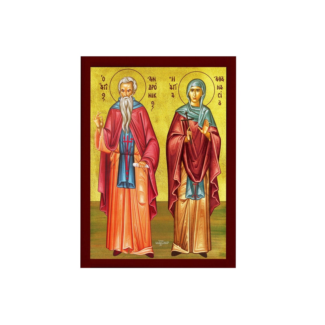 Saint Andronikos and Athanasia Icon, Handmade Greek Orthodox Icon ...