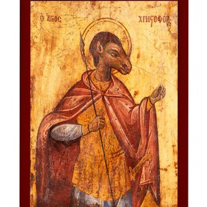 Saint Christopher Icon, Handmade Greek Orthodox Icon of the ...