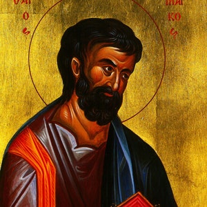 Saint Mark the Apostle Icon, Handmade Greek Orthodox Icon of Apostle ...