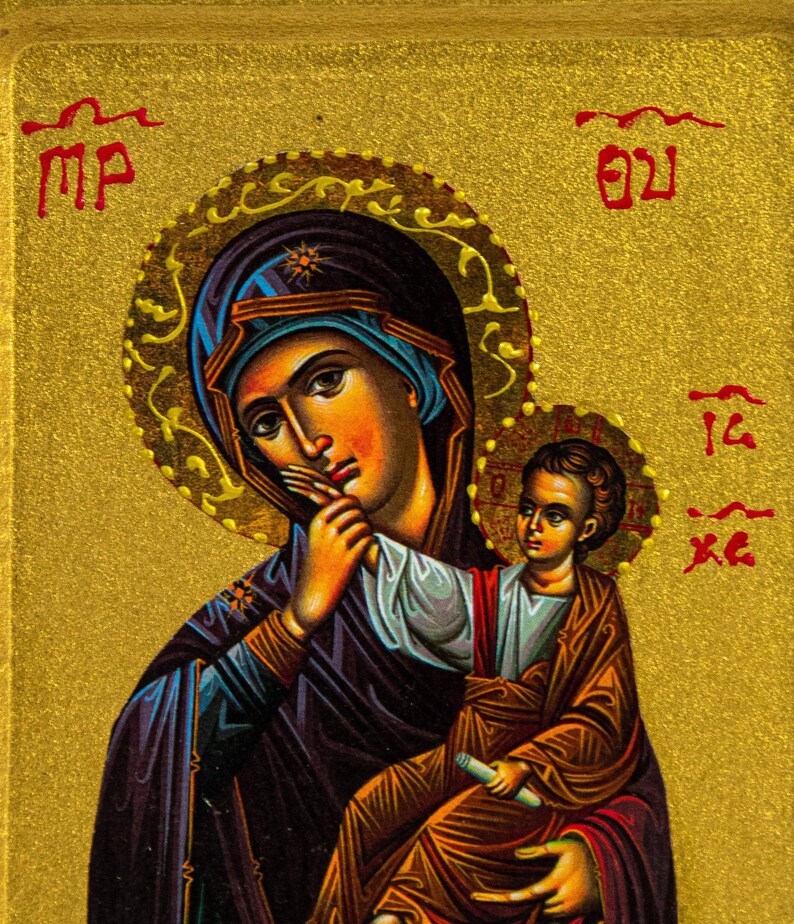 Virgin Mary Icon Panagia Paramythia Handmade Greek Orthodox - Etsy