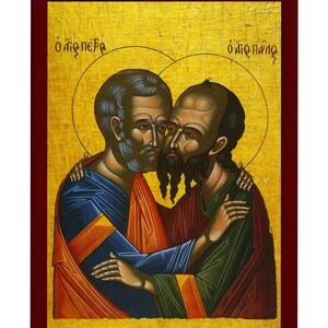 Apostle Peter and Paul Icon, Handmade Greek Orthodox Icon of St Peter ...