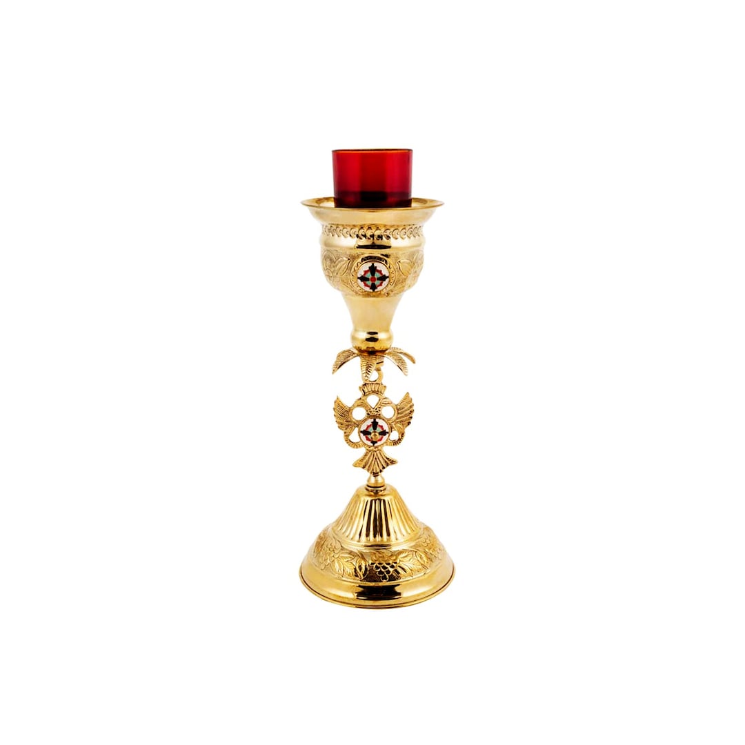 Christian Brass Table Oil Vigil Lamp With Cross, Hand-painted Prayer ...