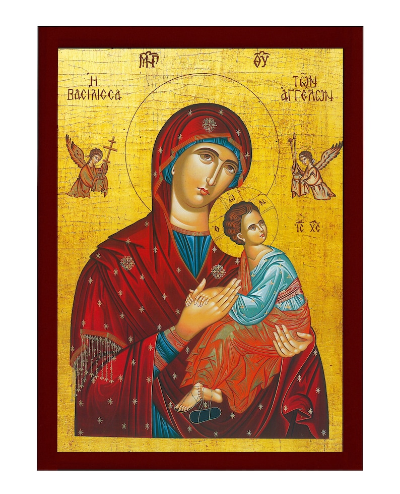 Virgin Mary Icon Panagia Handmade Greek Orthodox Icon Queen - Etsy
