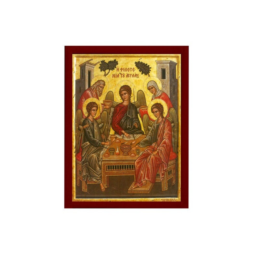 Abraham's Hospitality Icon, Handmade Greek Orthodox Icon of the Holy ...