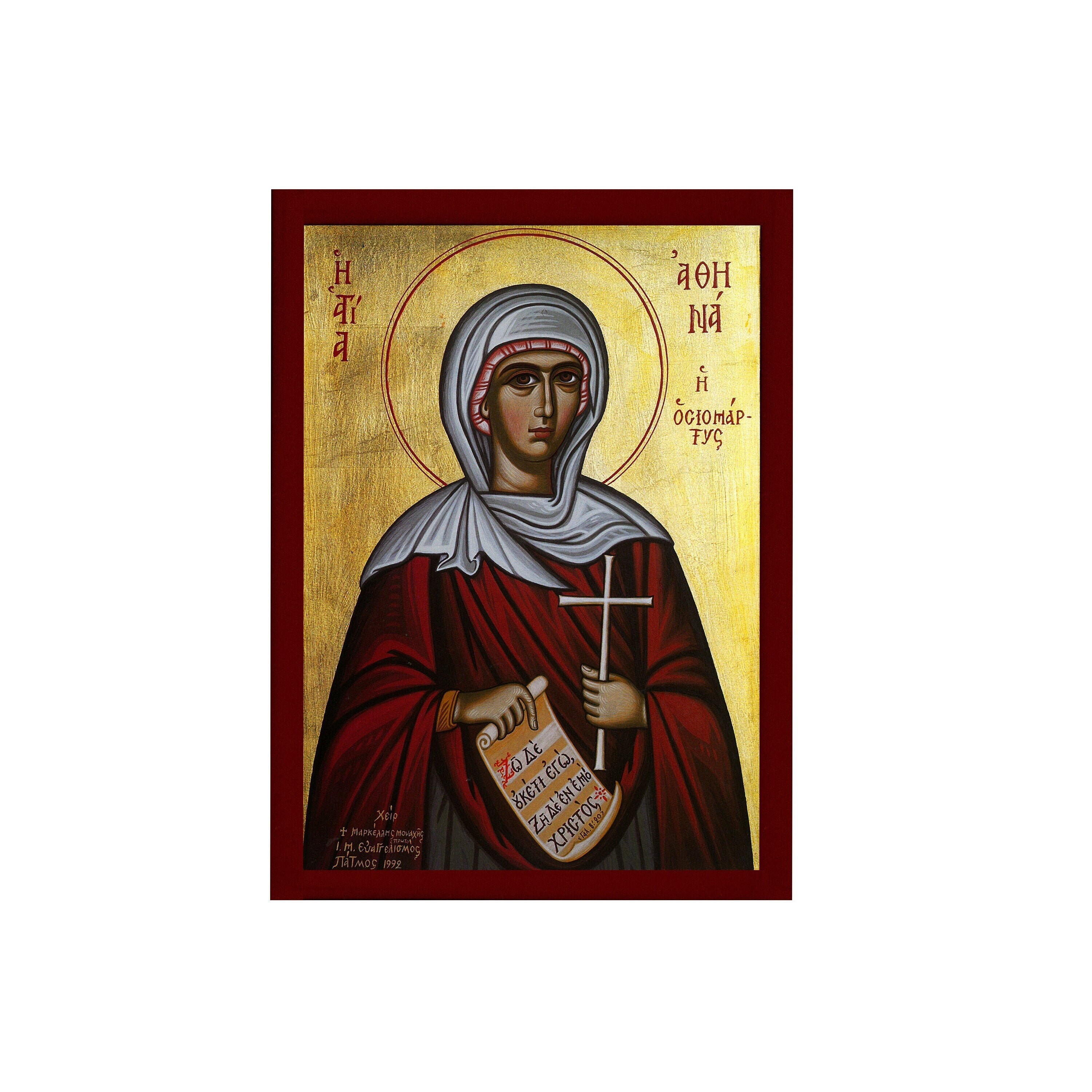 Saint Athena Icon, Handmade Greek Orthodox Icon of St Athina the Martyr ...