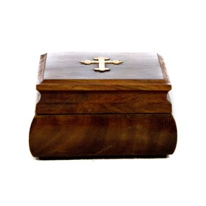 Handmade Religious Carved Wooden Prayer Box With Christian Cross, Greek ...