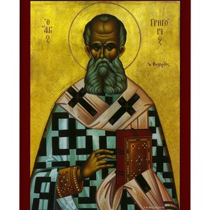 Saint Gregory Icon the Theologian, Handmade Greek Orthodox Icon of St ...