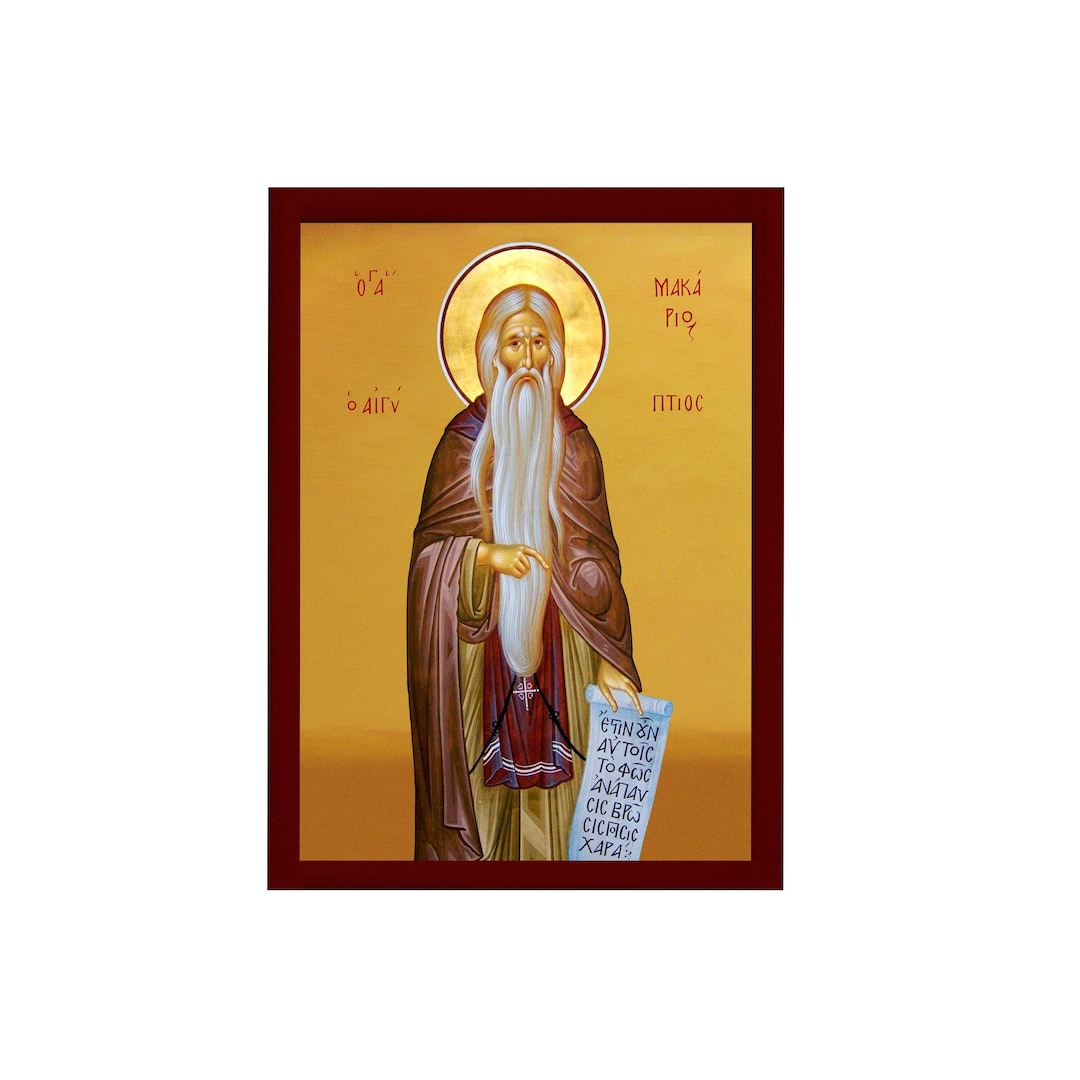 Saint Macarius Icon, Handmade Greek Orthodox Icon St Makarios of Egypt ...