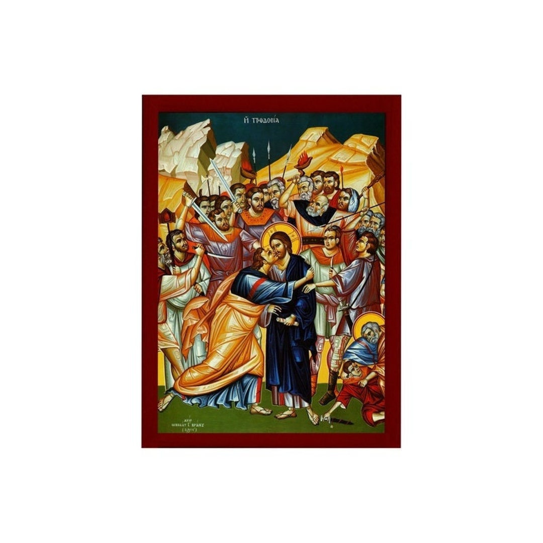 The Betrayal of Jesus Christ by Judas Iscariot Icon, Handmade Greek ...