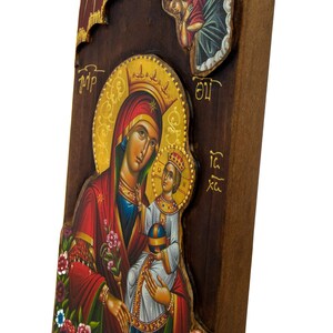 Virgin Mary Icon Panagia Rose Amaranth, Handmade Greek Orthodox Icon ...