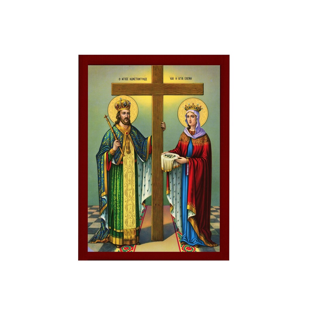 Saint Constantine Icon & Saint Helen Icon, Handmade Greek Christian ...