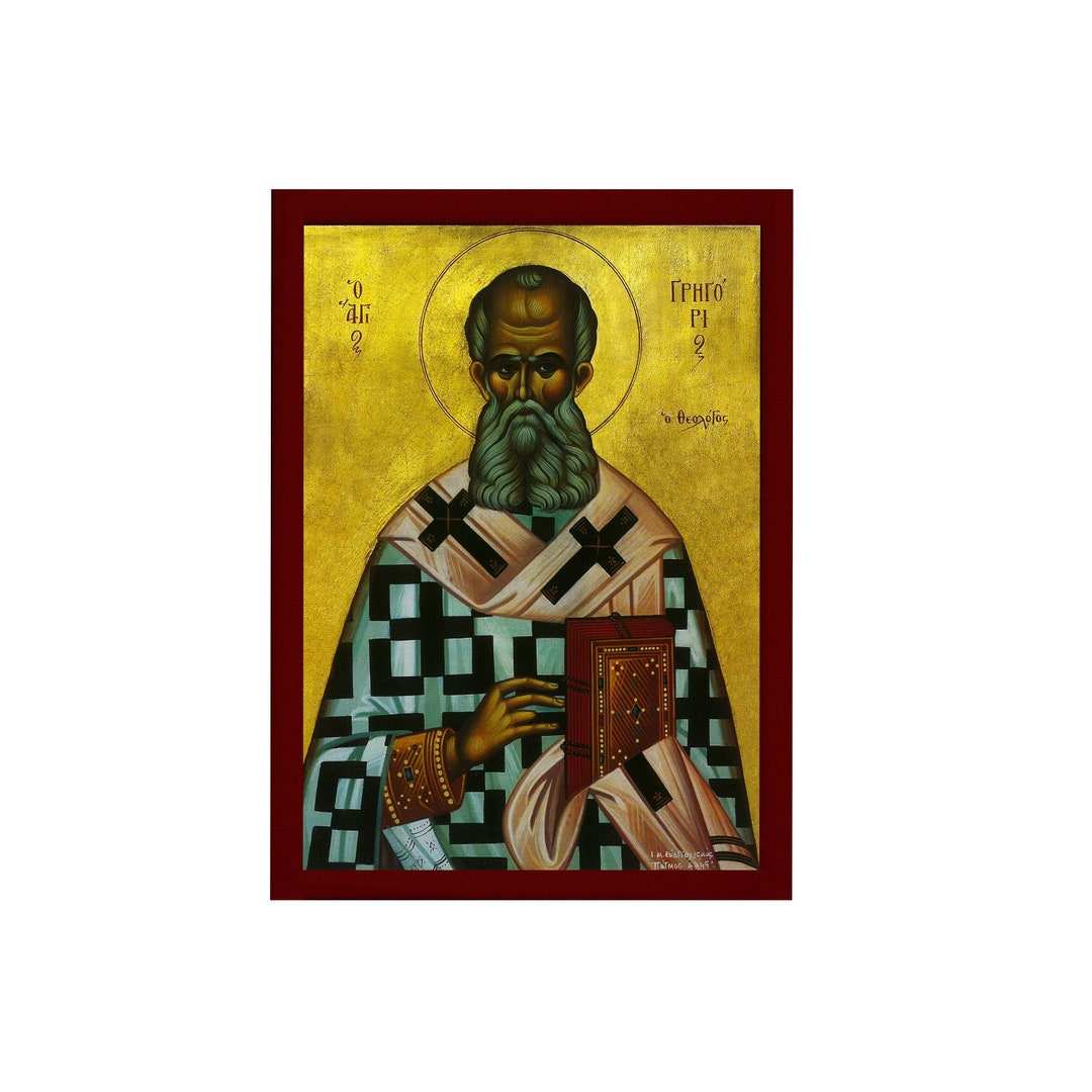 Saint Gregory Icon the Theologian, Handmade Greek Orthodox Icon of St ...