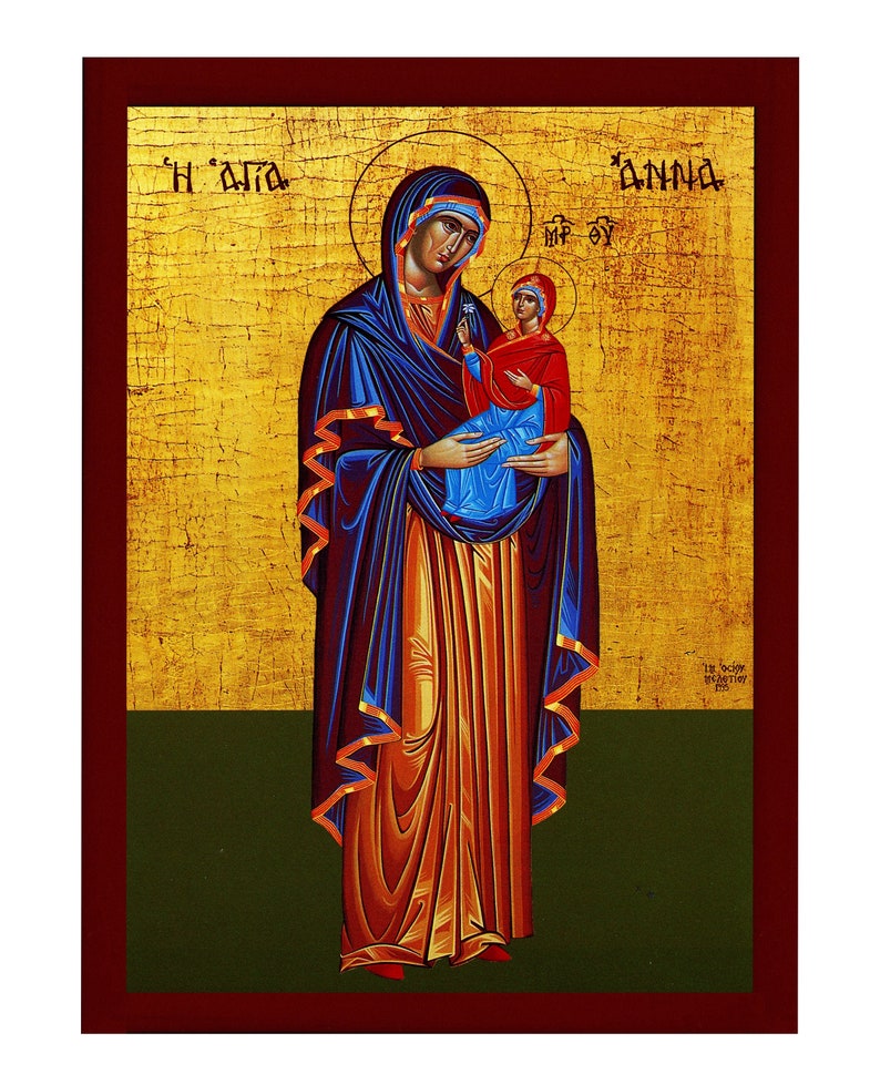 Saint Anna Icon Mother of Virgin Mary Byzantine Art Wall - Etsy