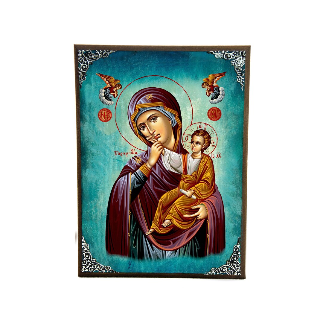 Virgin Mary Icon Panagia Paramythia Handmade Greek Christian Orthodox ...