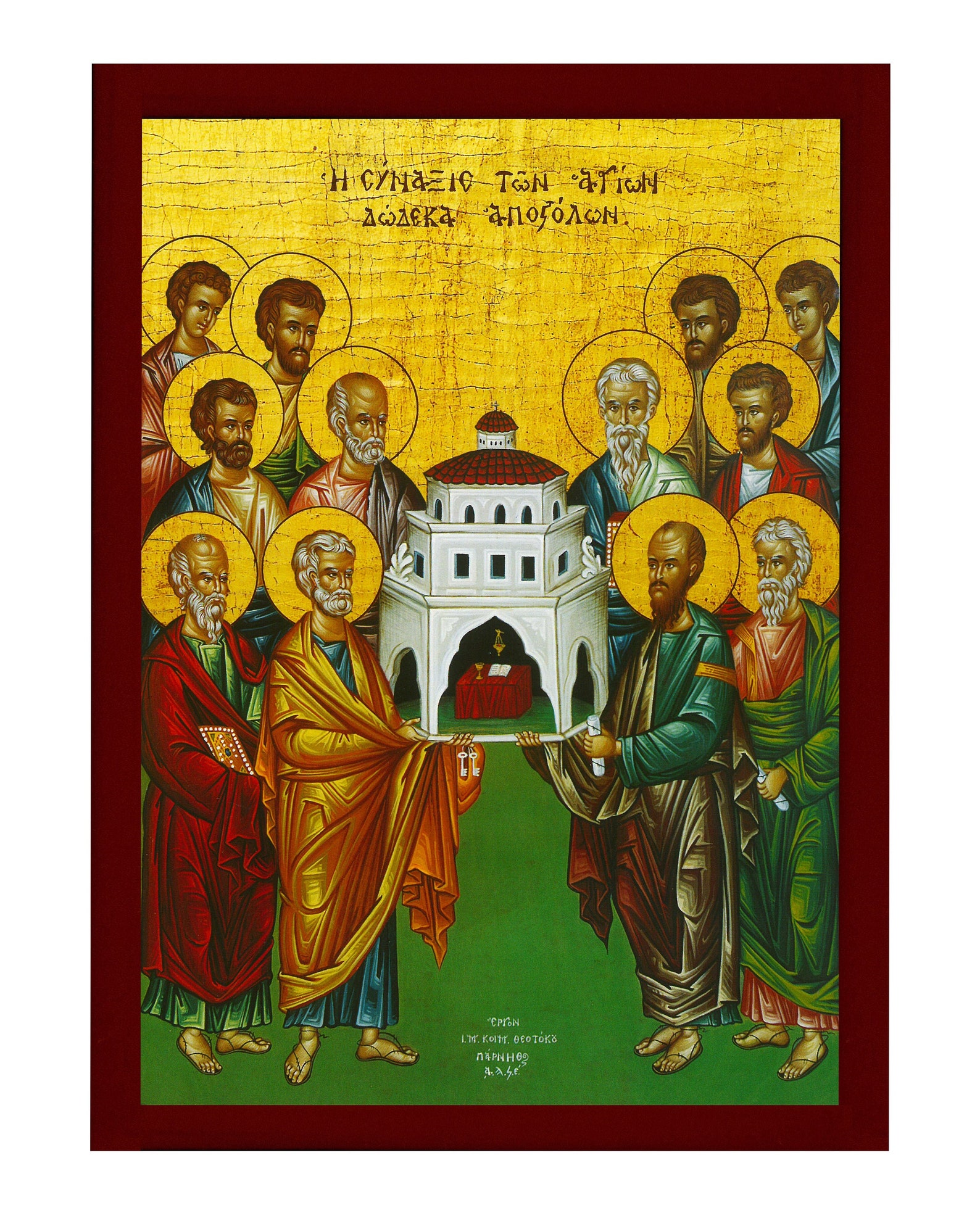 Synaxis of the Apostles Icon Handmade Greek Orthodox Icon of - Etsy