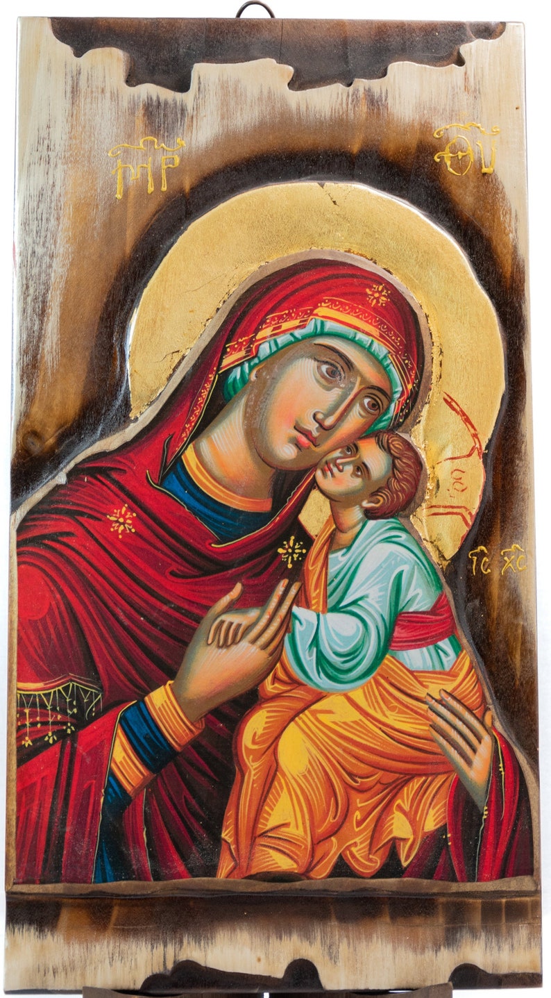 Virgin Mary Icon Handmade Greek Orthodox Icon of Theotokos - Etsy