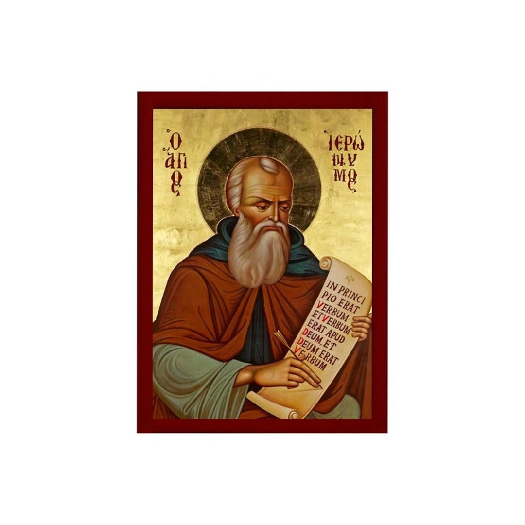 Saint Jerome Icon, Handmade Greek Orthodox Icon St Hieronymus ...