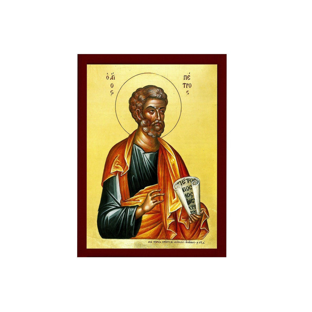 Saint Peter Icon the Apostle, Handmade Greek Orthodox Icon Apostle ...