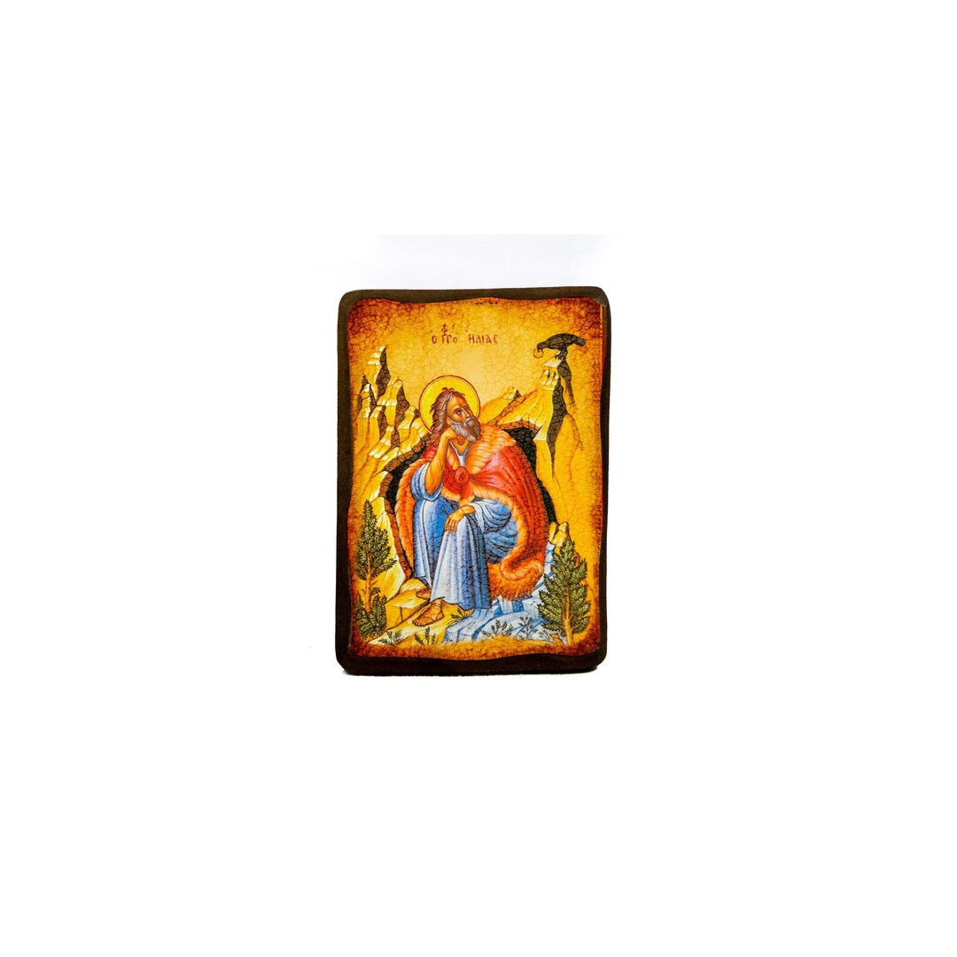 Prophet Elijah Icon, Handmade Greek Orthodox Icon of Saint Elias ...