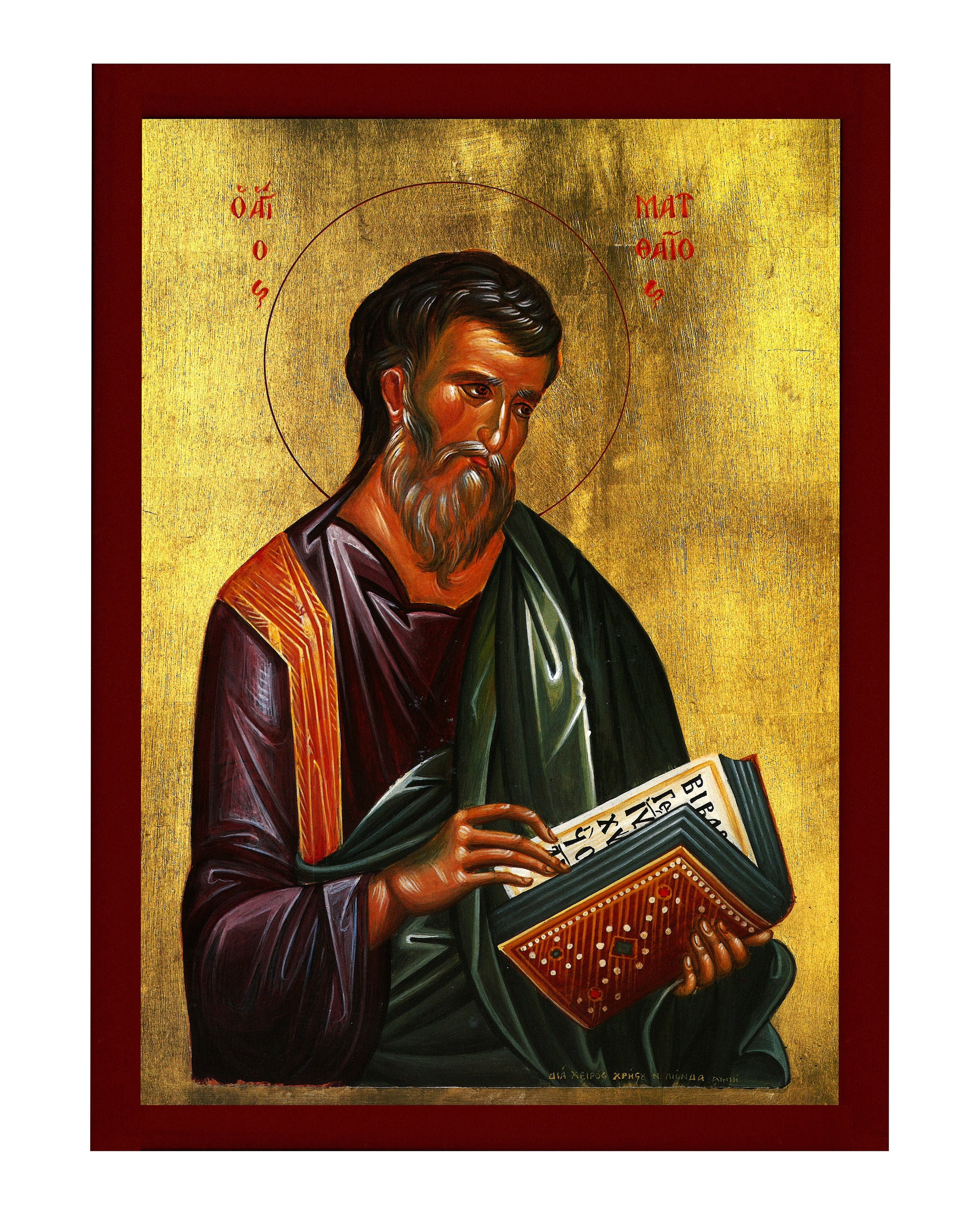Saint Matthew the Apostle Icon, Handmade Greek Orthodox Icon of Apostle ...
