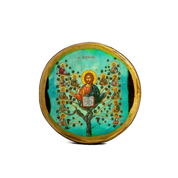 Jesus Christ Icon With Apostles Ampelos True Vine Handmade | Etsy