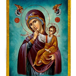 Virgin Mary Icon Panagia Paramythia, Handmade Greek Orthodox Icon ...