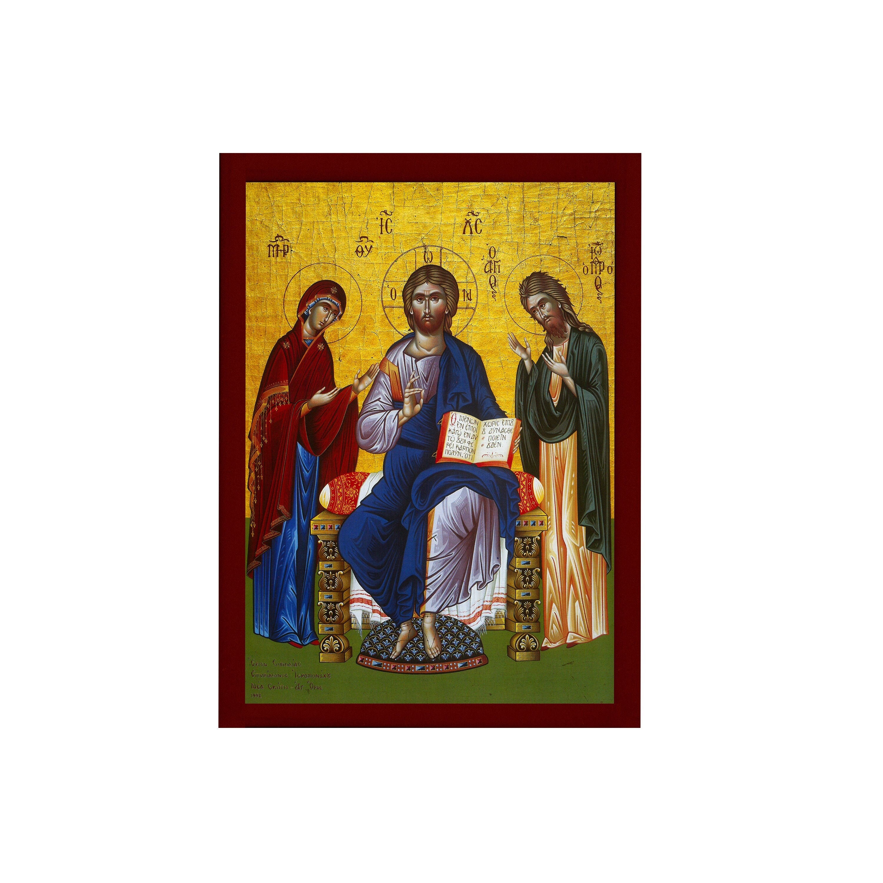 Jesus Christ Icon Deisis Handmade Greek Orthodox Icon of Our - Etsy
