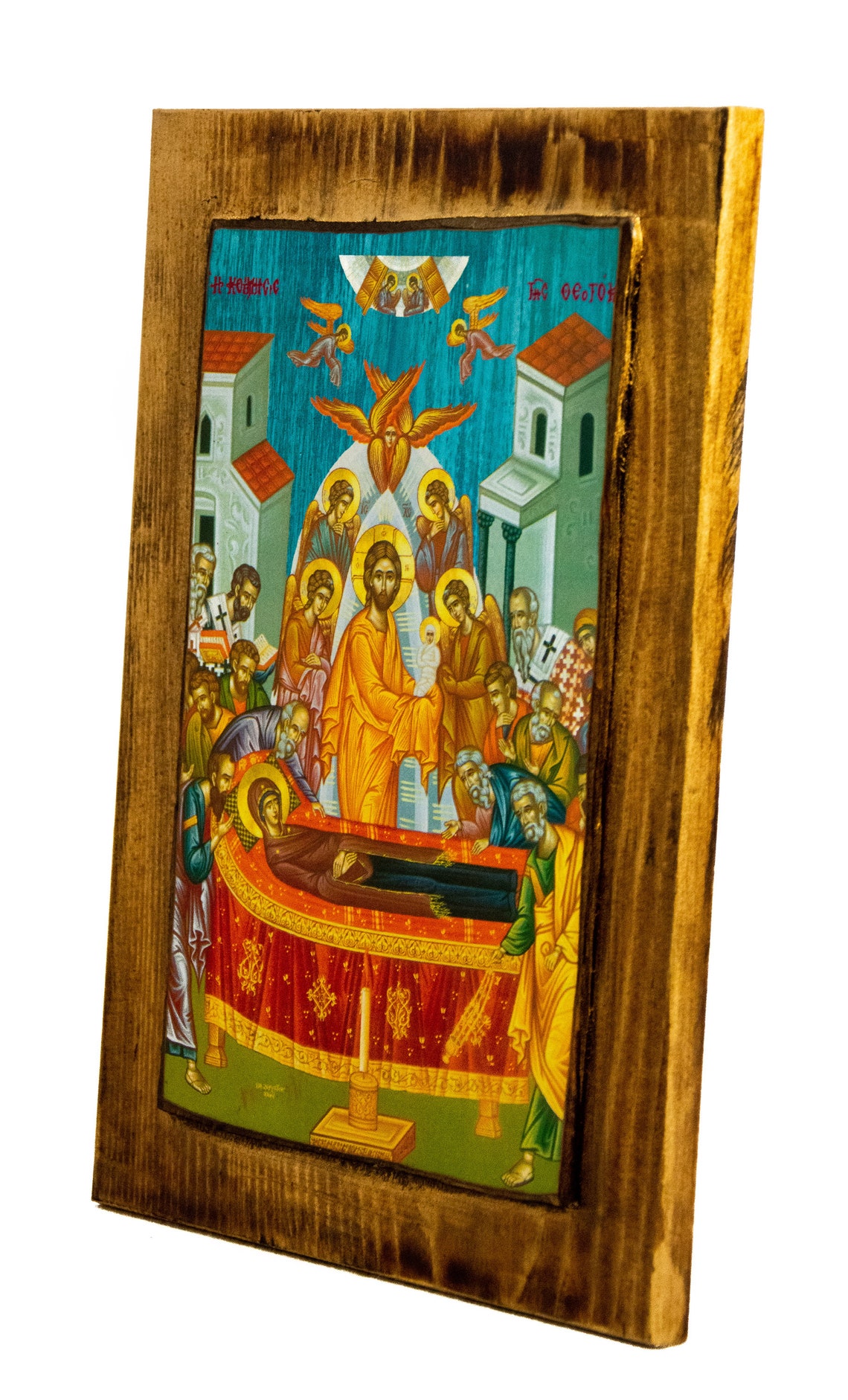 Dormition of Virgin Mary Icon Handmade Greek Orthodox Icon of - Etsy