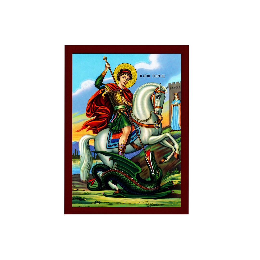 Saint George Icon, Handmade Greek Orthodox Icon of St George, Byzantine ...