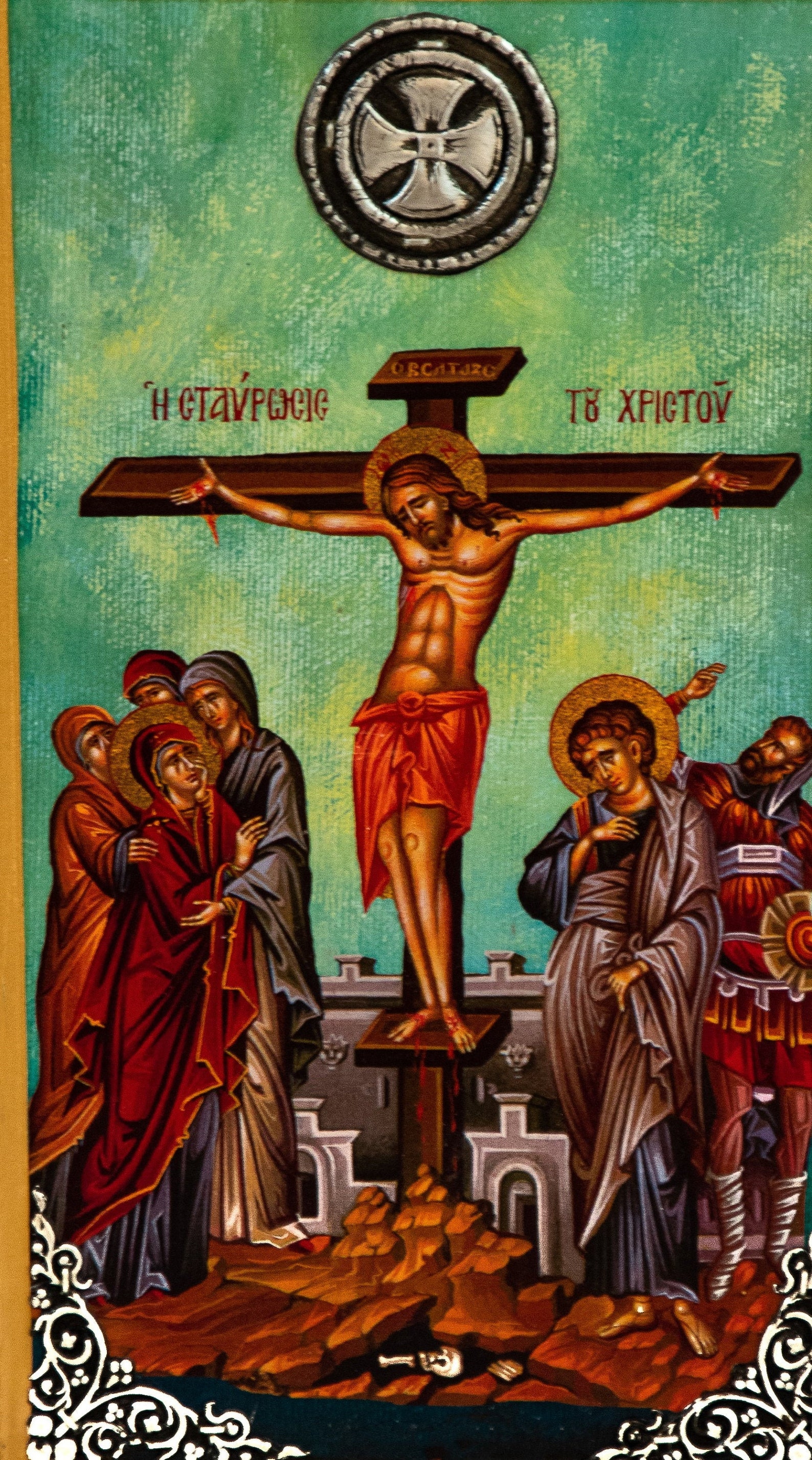 The Crucifixion Handmade Greek Orthodox Icon Crucifix Holy - Etsy