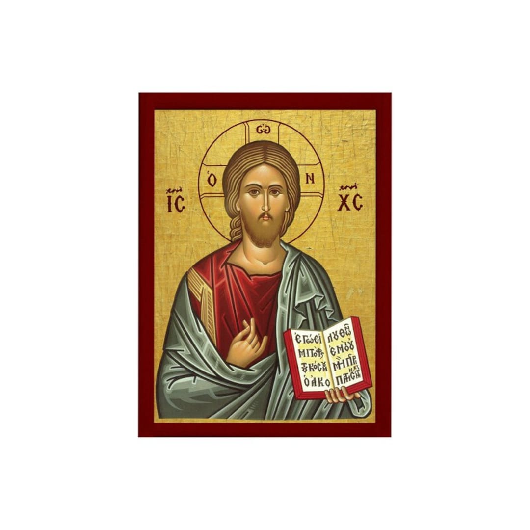 Jesus Christ Icon Lifegiver, Handmade Greek Orthodox Icon of Our Lord ...