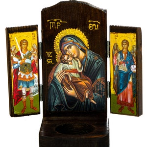 Iconostasis Triptych Virgin Mary Icon Archangel Michael Icon Archangel Gabriel Icon Handmade ...