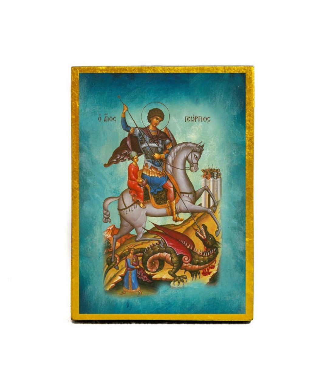 Saint George Icon, Handmade Greek Orthodox Icon of St George, Byzantine ...