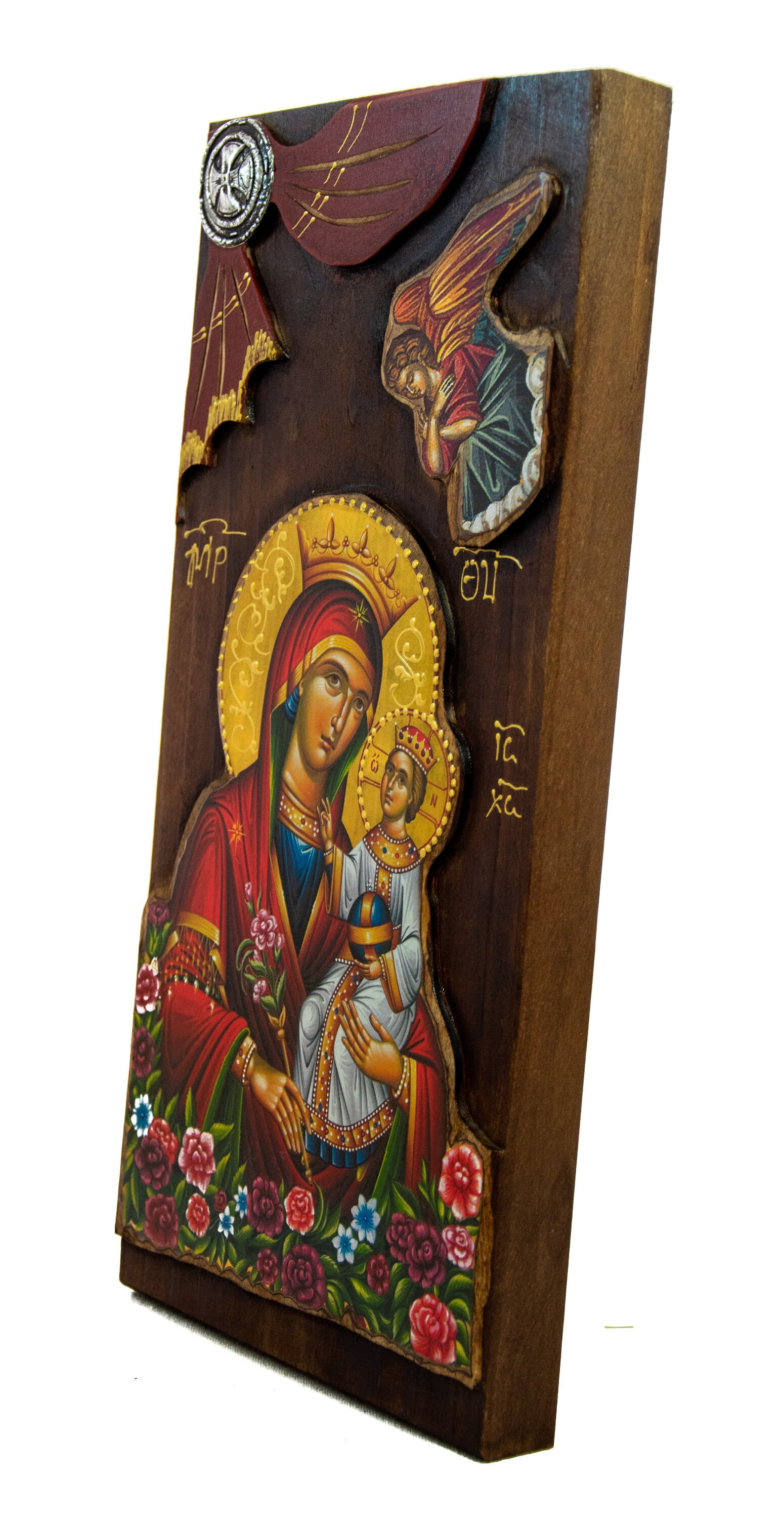 Virgin Mary Icon Panagia Rose Amaranth Handmade Greek - Etsy